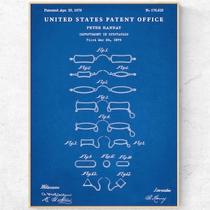 Spectacles 1876 Patent Print. Optometry Wall Art. Optometrist, Optician ...