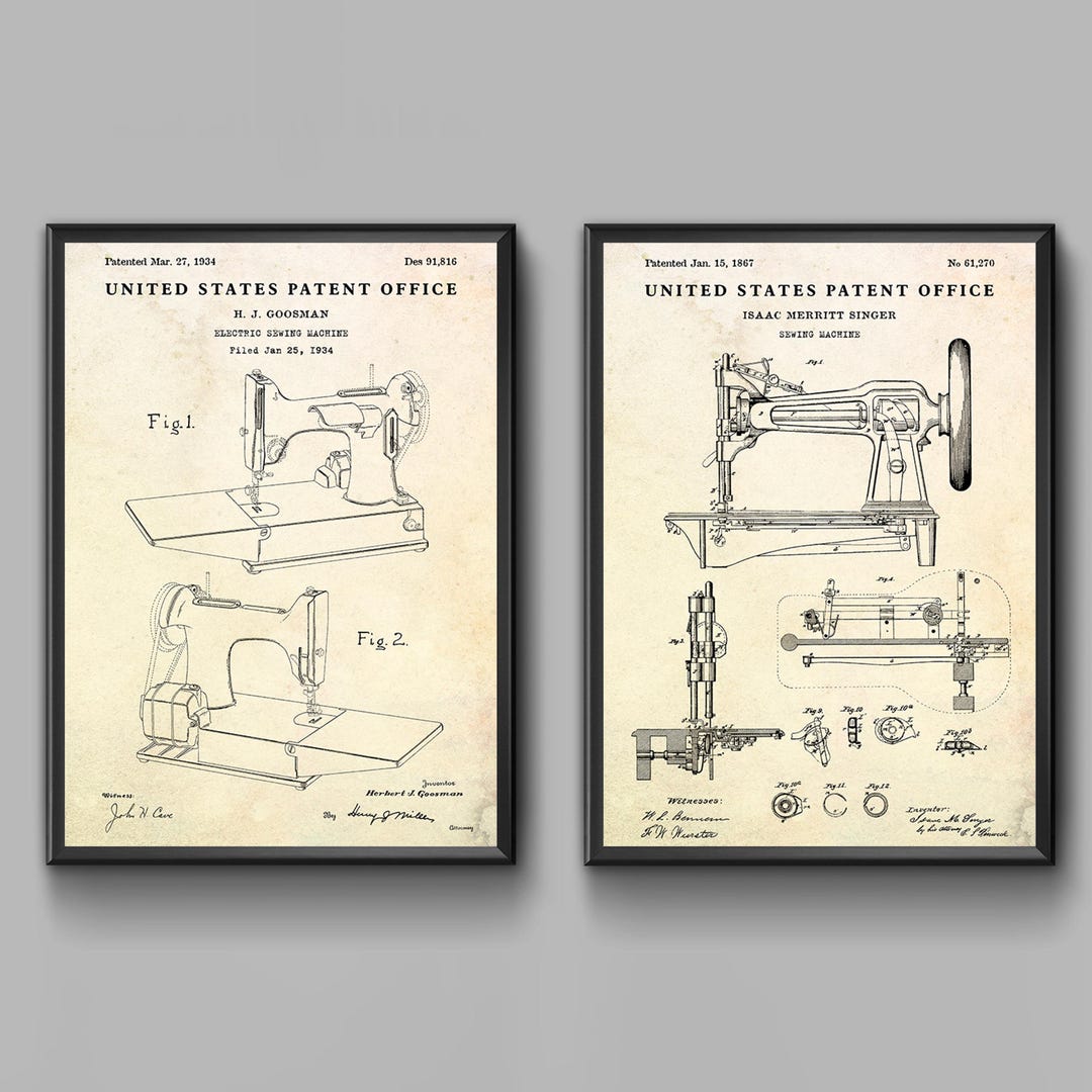 Singer Sewing Machine Patent Posters, Fashion Designer, Seamstress Gift ...
