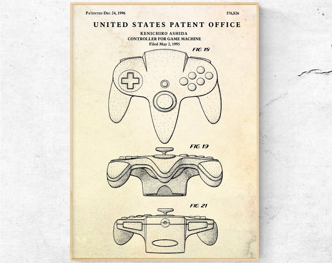 Video Game Controller 1996 Patent Print, Joystick Invention Blueprint ...