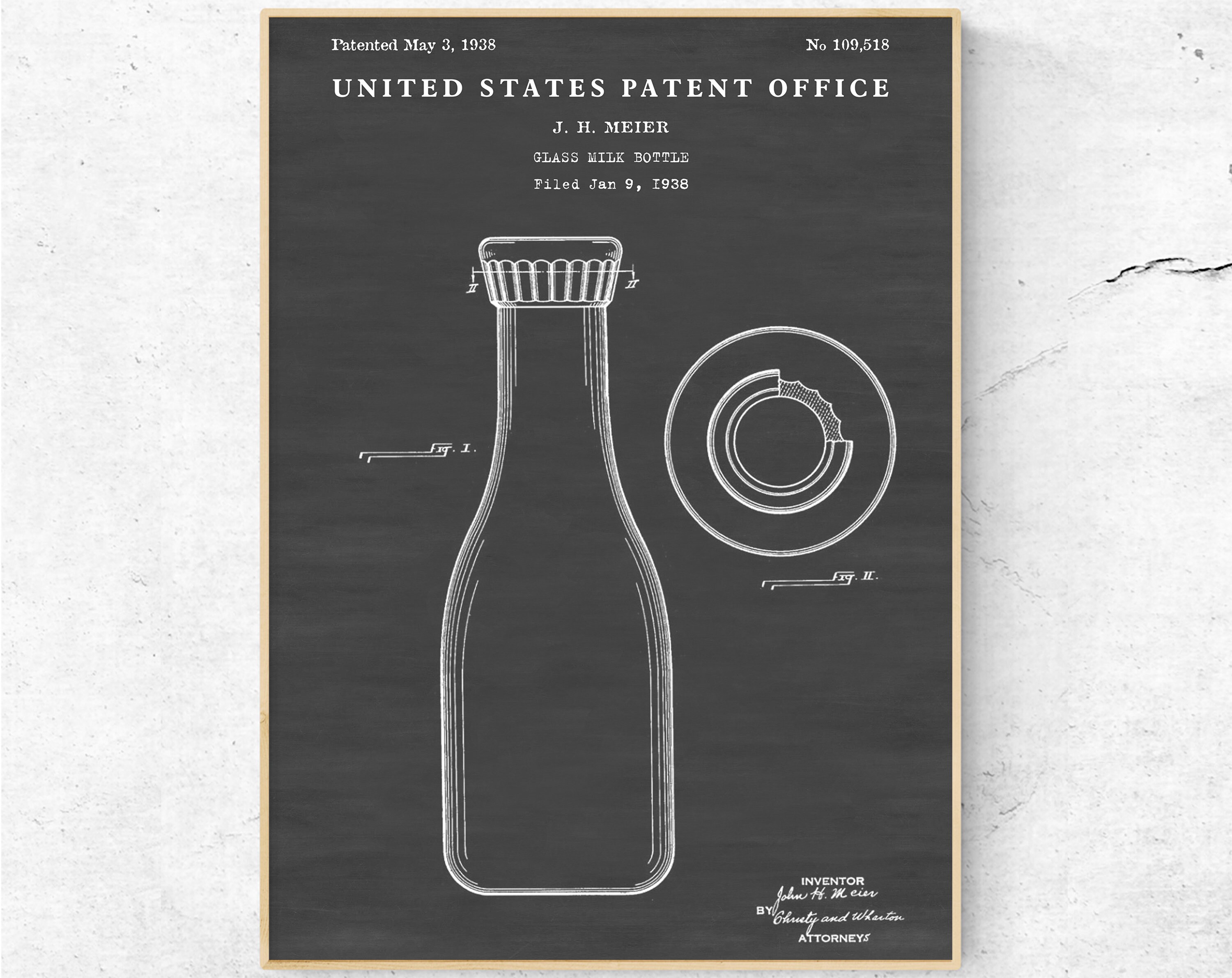 Milk Bottle Vintage Patent Drawing Print. Blueprint Poster. | Etsy
