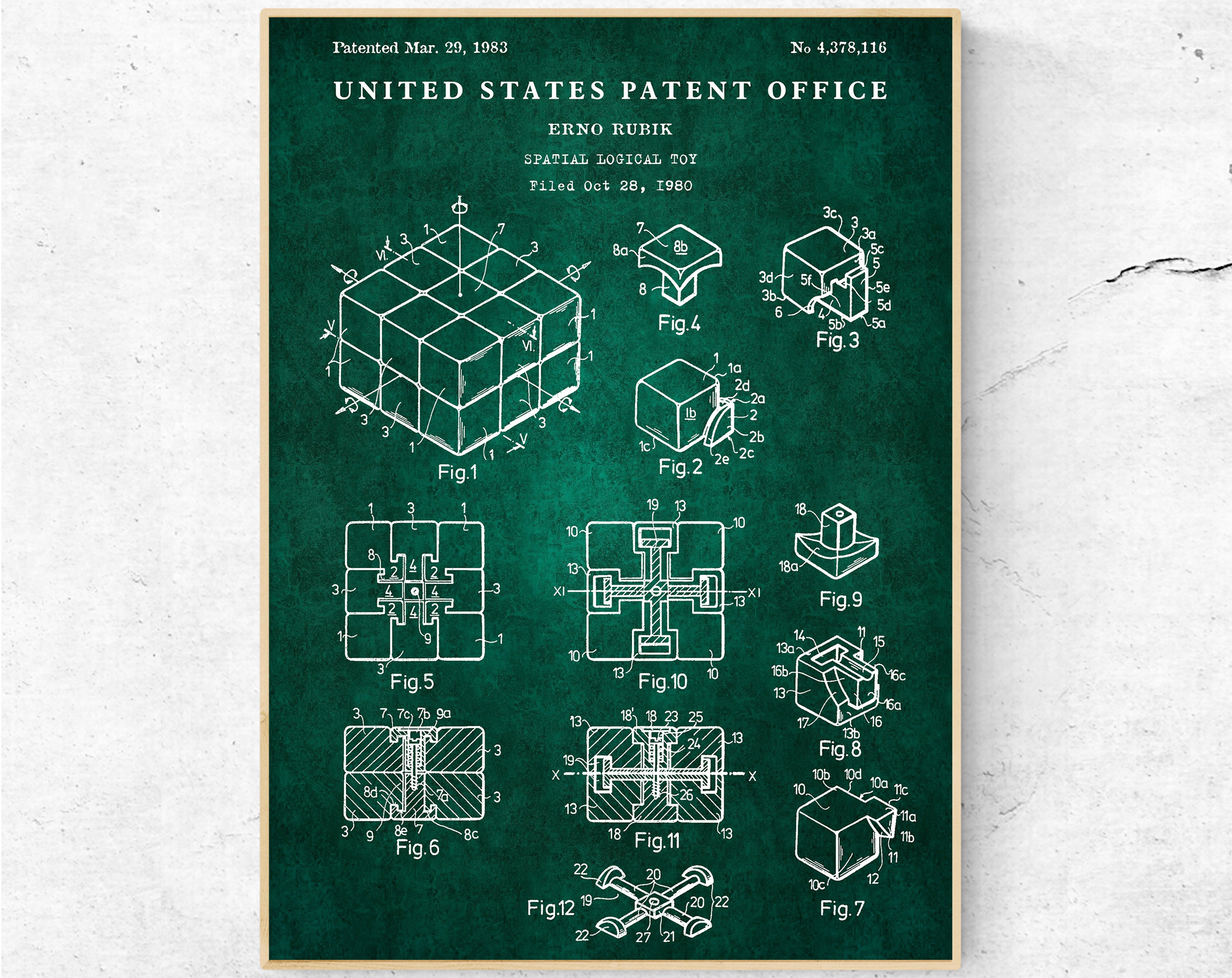 Rubiks Cube 1983 Patent Print. Puzzle Toys Inventions Blueprint Poster ...