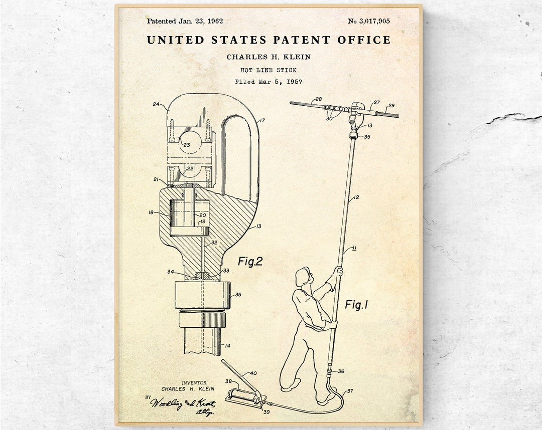 Lineman Gift: Hot Line Stick 1962 Patent Art Print. Repair and ...