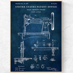 Singer Sewing Machine 1867 Patent Print. Seamstress Gift. Invention ...