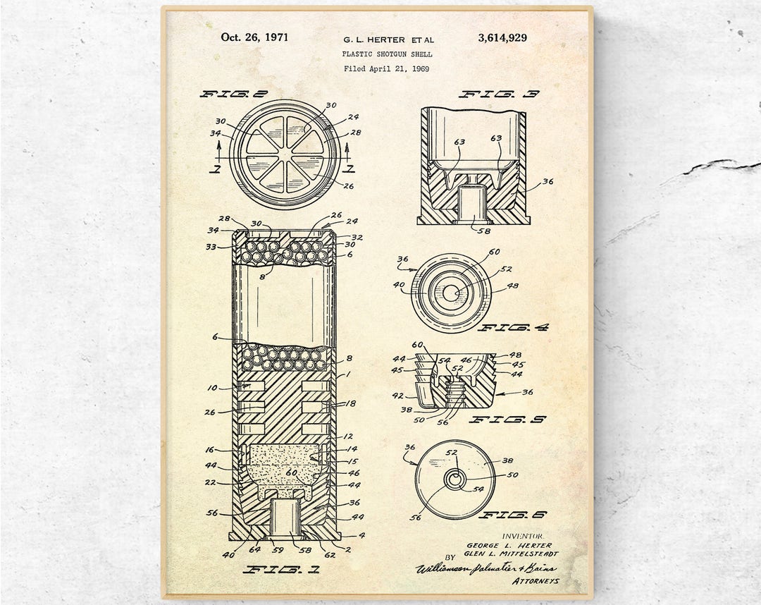Shotgun Shell 1971 Patent Art Print. Firearms Inventions Shotgun ...