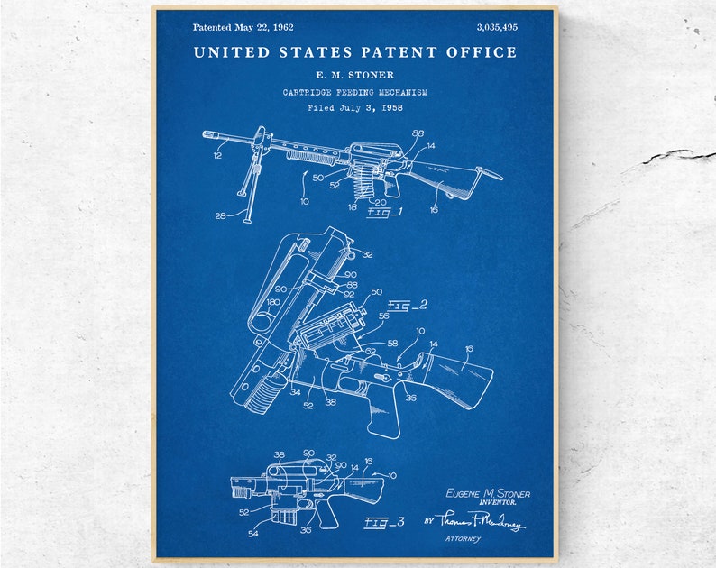 Machine Gun Patent Poster. Firearm Art Print. Gun Blueprint - Etsy
