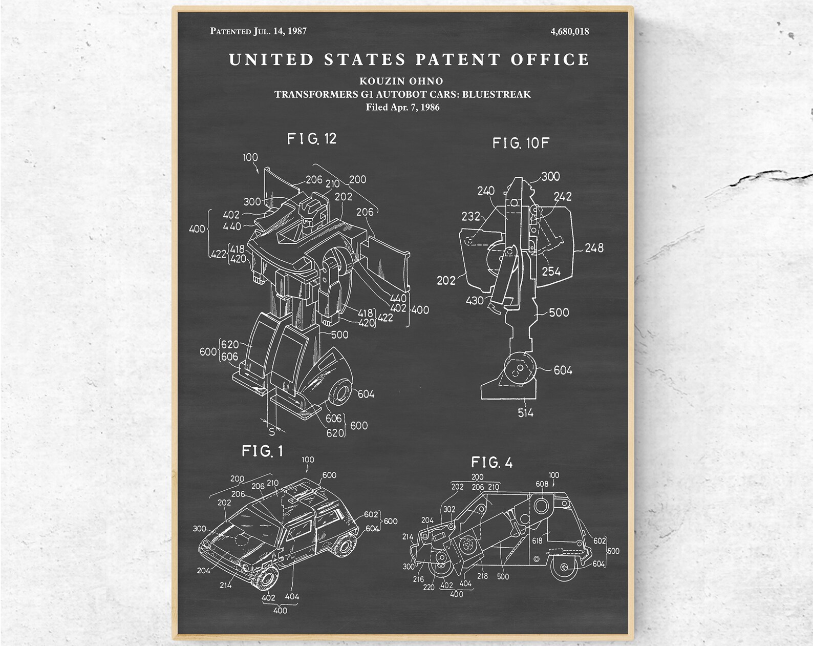 G1 Autobots Bluestreak Patent Prints Blueprint Poster Decor - Etsy