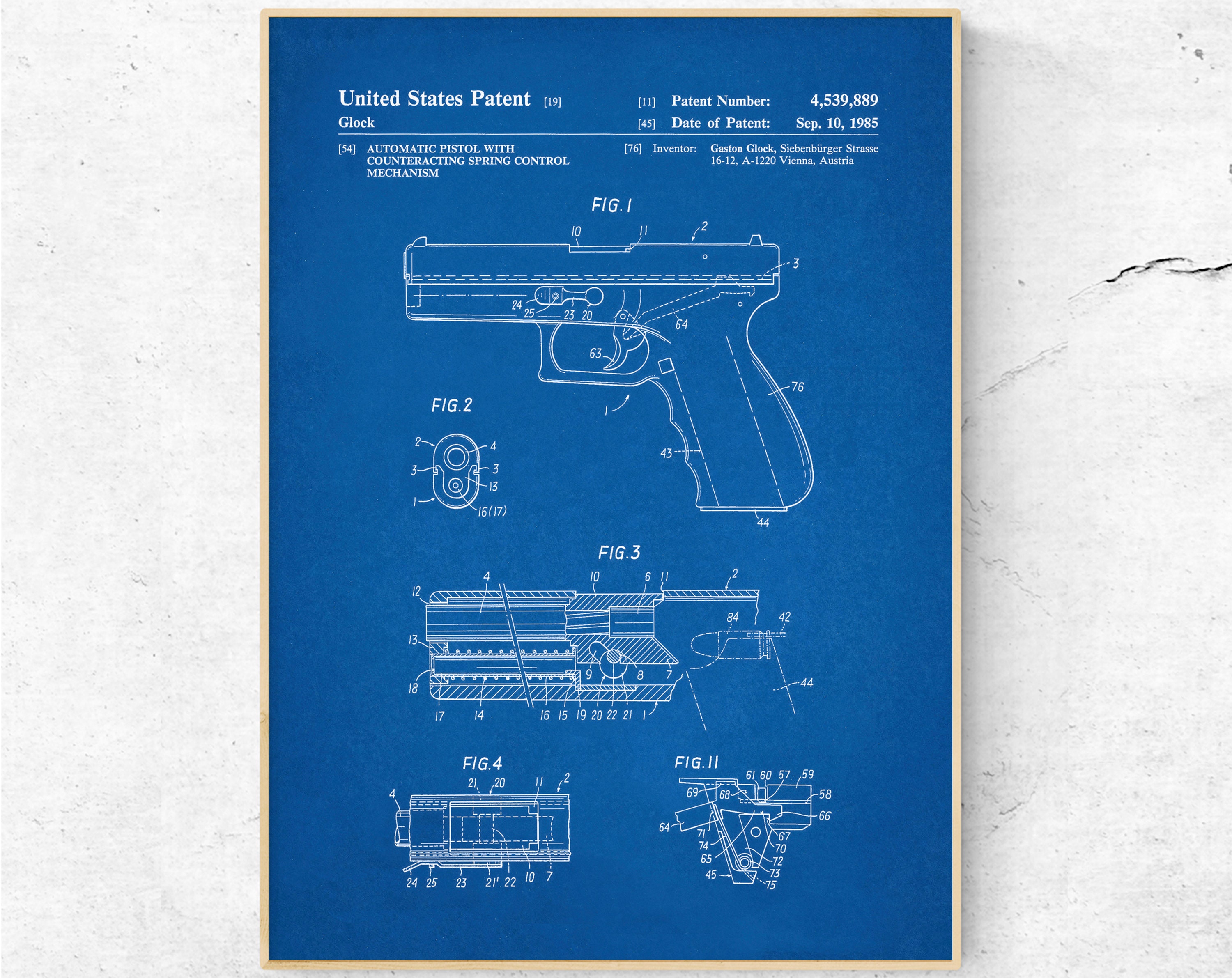 Firearm Patent Print. Gun Wall Decor. Blueprint Poster. Mens | Etsy UK