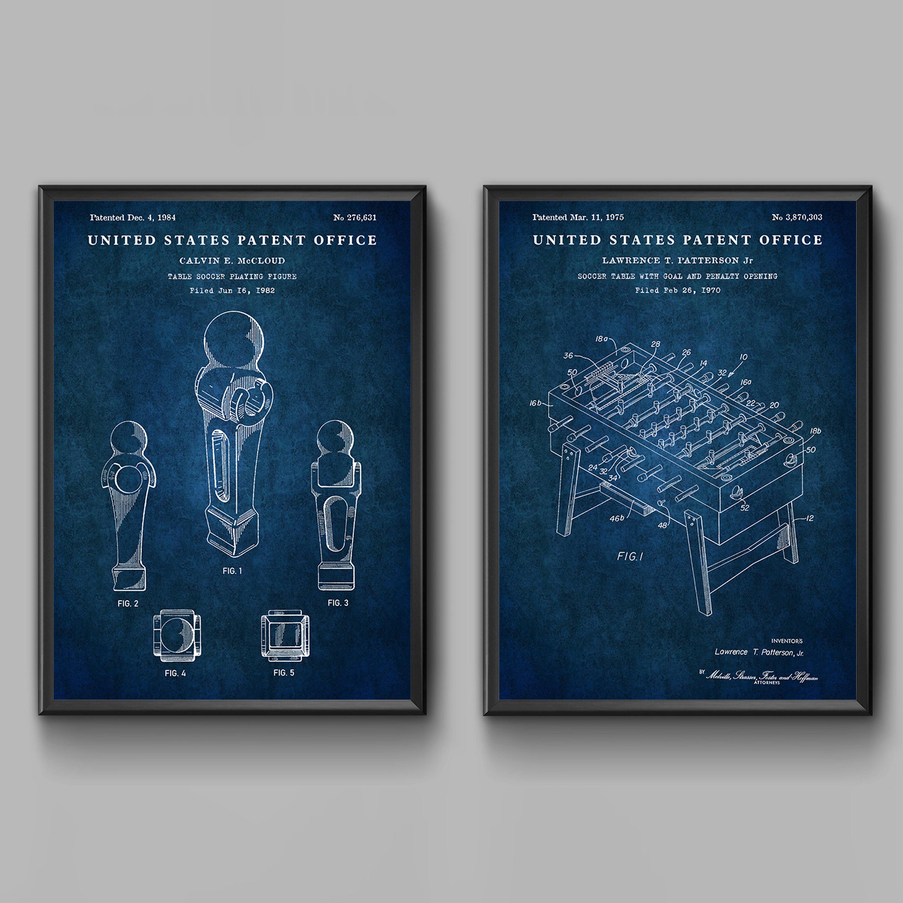 Foosball Table & Figure Patent Wall Art. Table Soccer Game Blueprint ...
