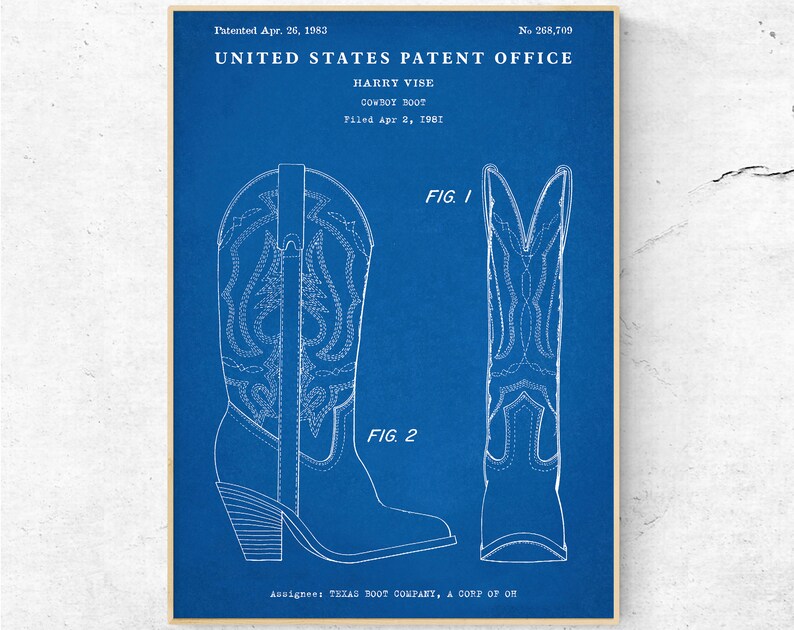 Cowboy Boot Patent Print. Western Decor, Cowboy Gift, Wild West Wall ...