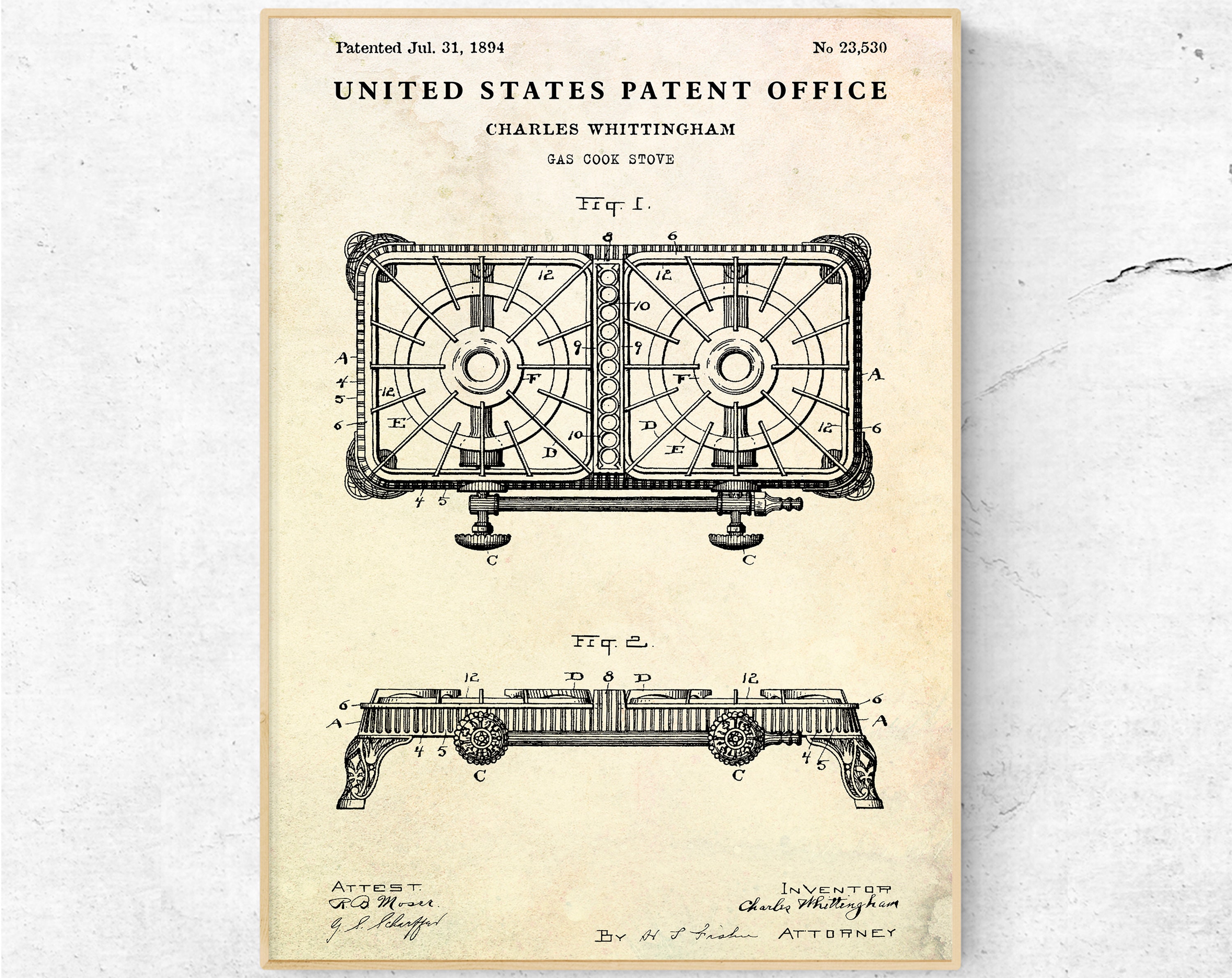 Gas Cook Stove 1894 Patent Print. Vintage Wall Art, Inventions ...