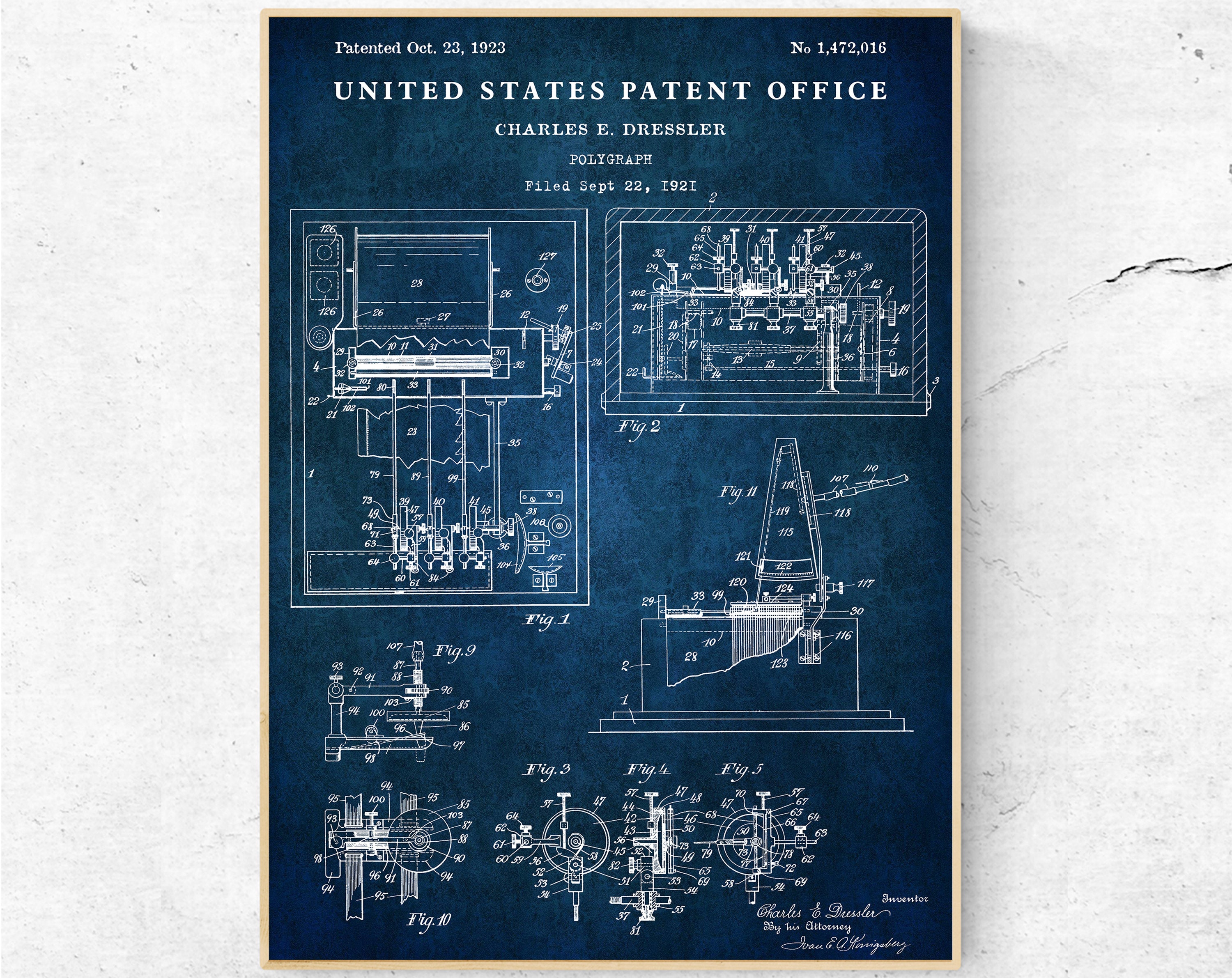 Polygraph 1923 Patent Print. Lie Detector Invention Blueprint Poster ...