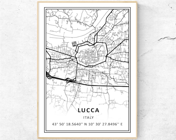 Lucca Italy Map Print Modern Map Wall Art Travel Gift Poster - Etsy