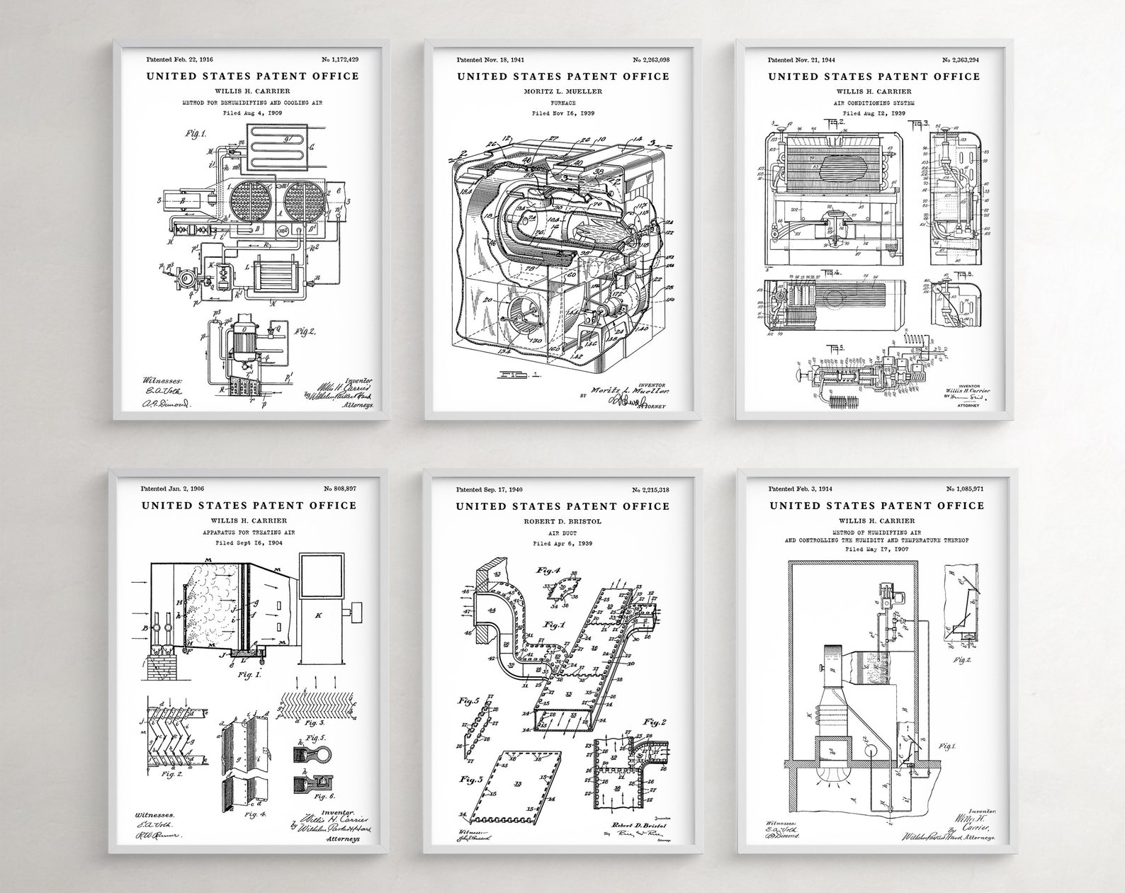 Air Conditioning Patent Wall Art. Ventilation, Heating Inventions ...