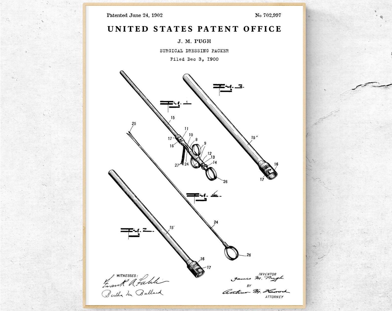 Surgical Tools Patent Print. Vintage Medical Instrument Wall | Etsy