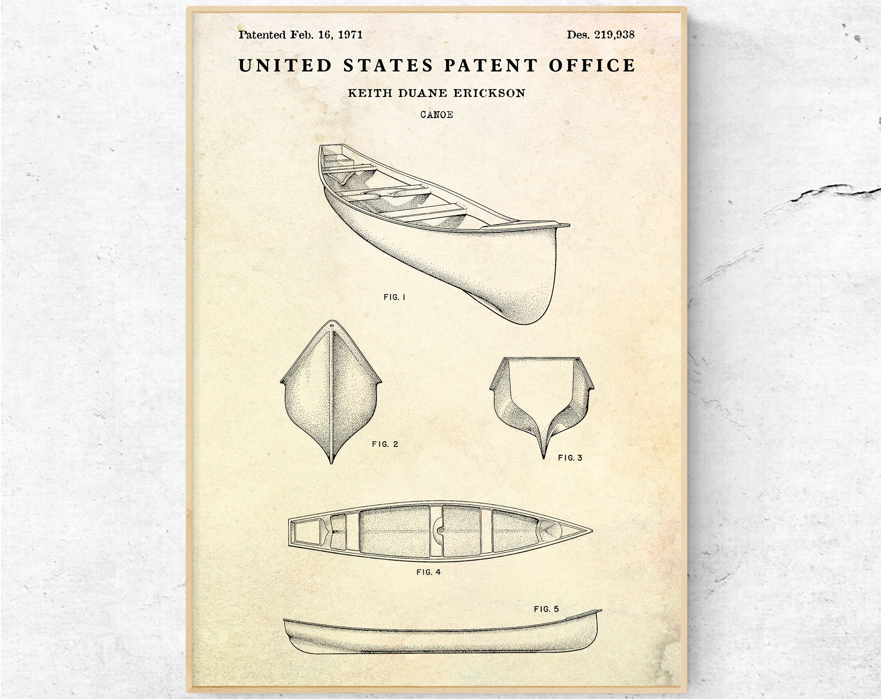 Canoe 1971 Patent Print. Paddle Boat Inventions Blueprint - Etsy