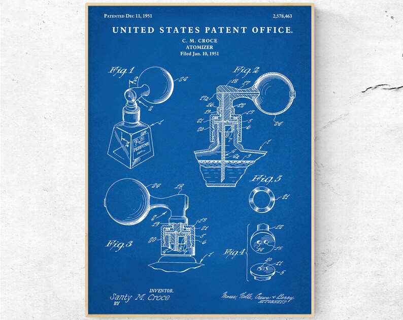Atomizer Patent Print. Perfume Wal Art. Blueprint Poster. Hairdresser ...