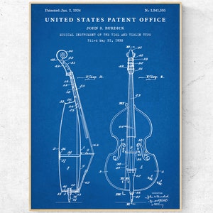 Cello 1934 Patent Print. Musical Instrument Invention Contrabass ...