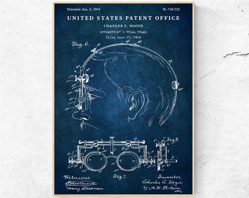 Optometrist Trial Frame Patent Print. Inventions Blueprint Poster. Eye ...