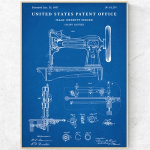 Singer Sewing Machine 1867 Patent Print. Seamstress Gift. Invention ...