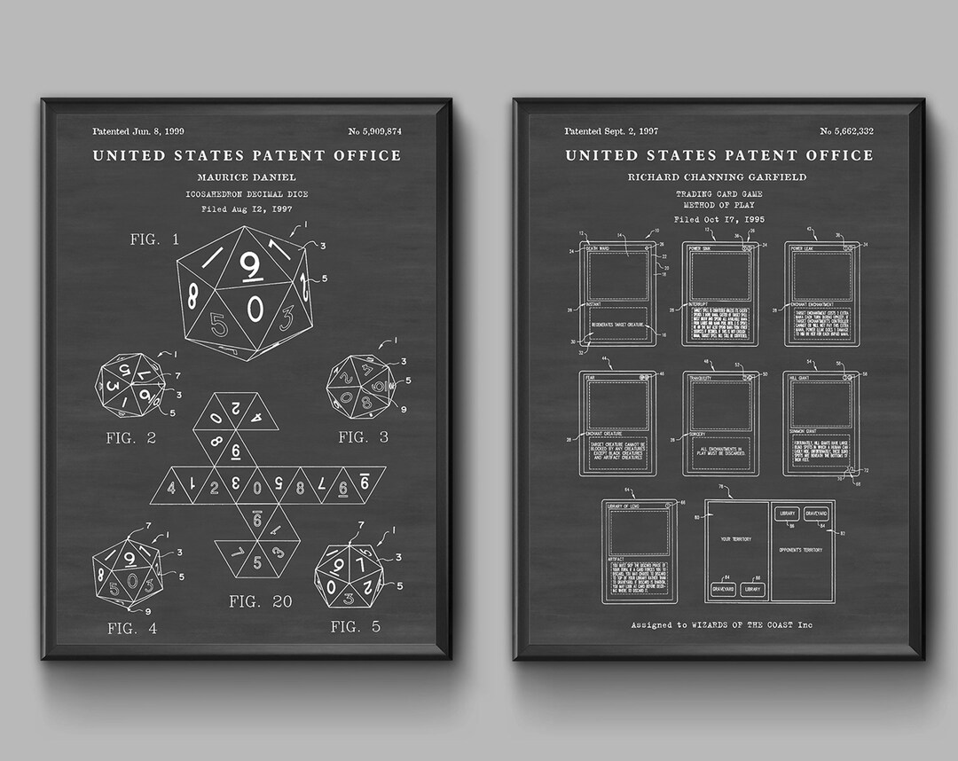 MTG Trading Card & Dungeons Dragons Dice Patent Wall Art, Magic ...