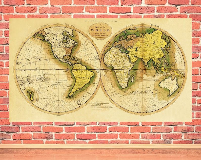 Antique Map of the World Vintage Map Print Extra Large Map - Etsy