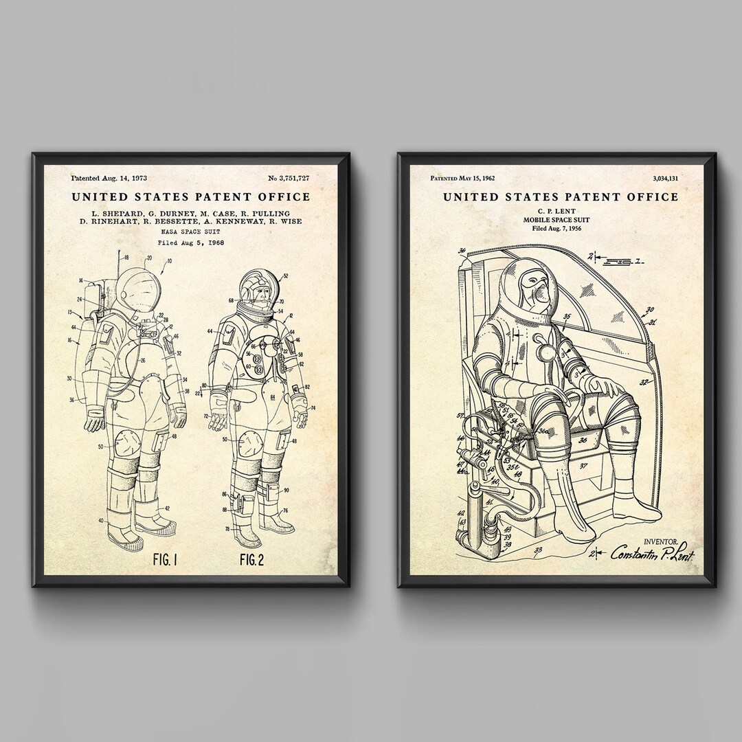 NASA Space Suit Patent Wall Art, Inventions Blueprint Poster, Astronaut ...