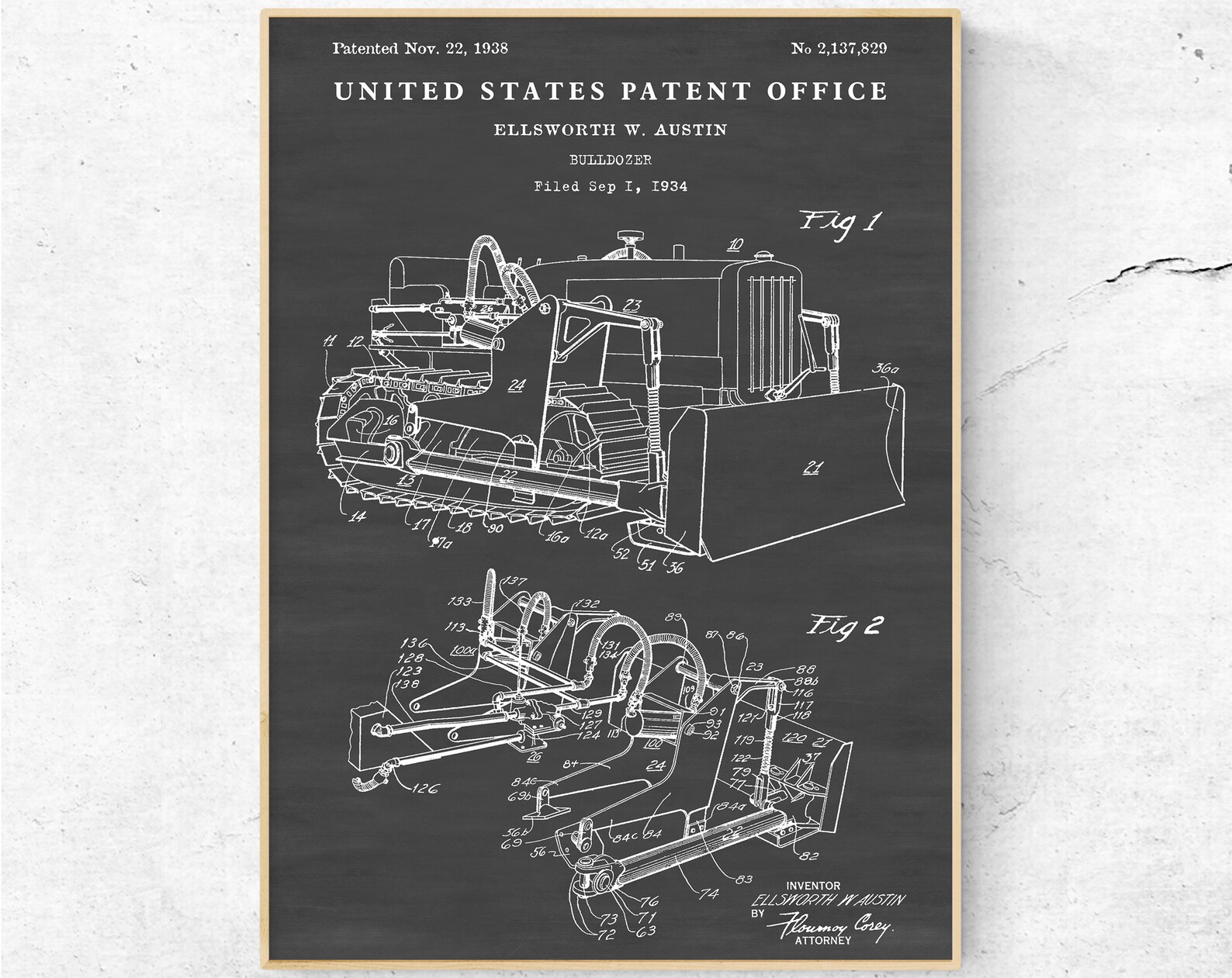 Bulldozer 1938 Patent Print. Heavy Equipment Inventions Earth Mover ...