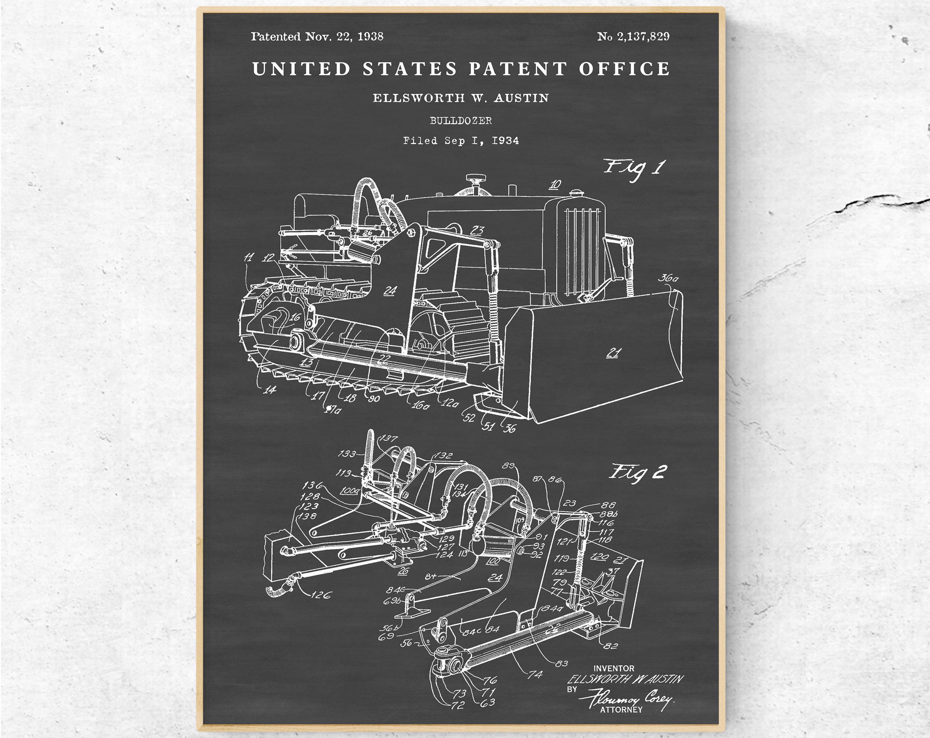 Bulldozer 1938 Patent Print. Heavy Equipment Inventions Earth Mover ...