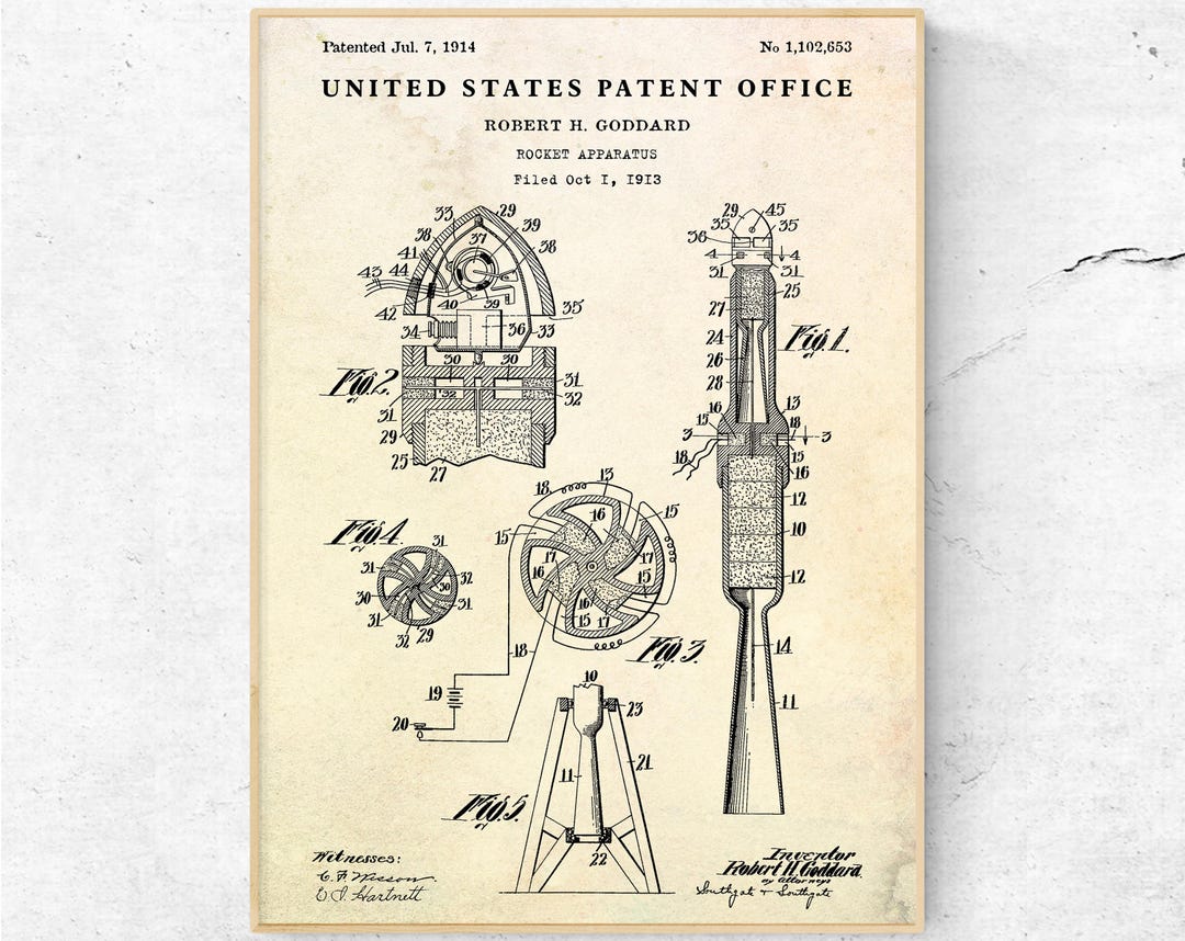 Rocket Apparatus 1914 Patent Print. Aerospace Science Invention ...