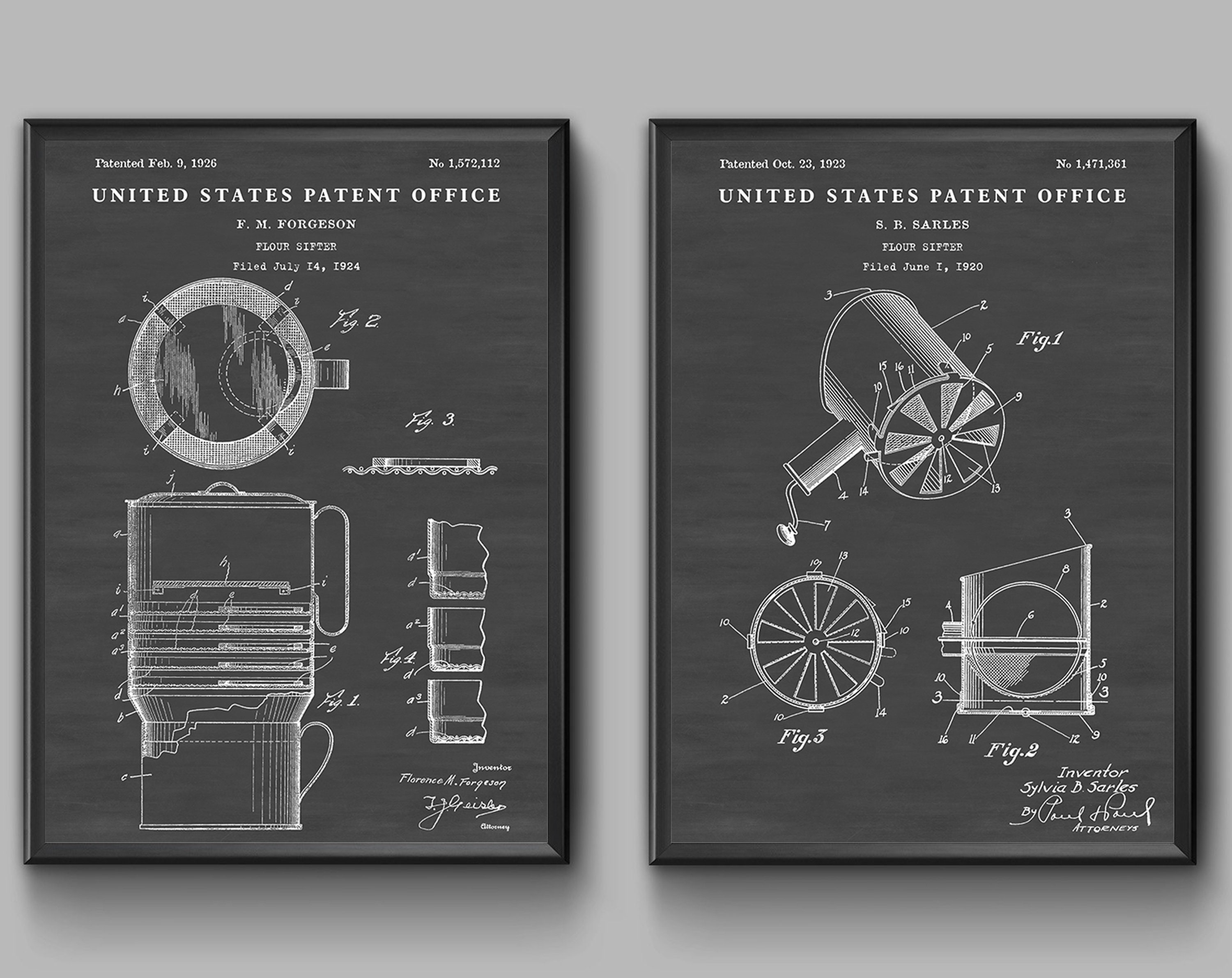 Flour Sifter Patent Art Drawings. Kitchen Wall Art. Vintage | Etsy