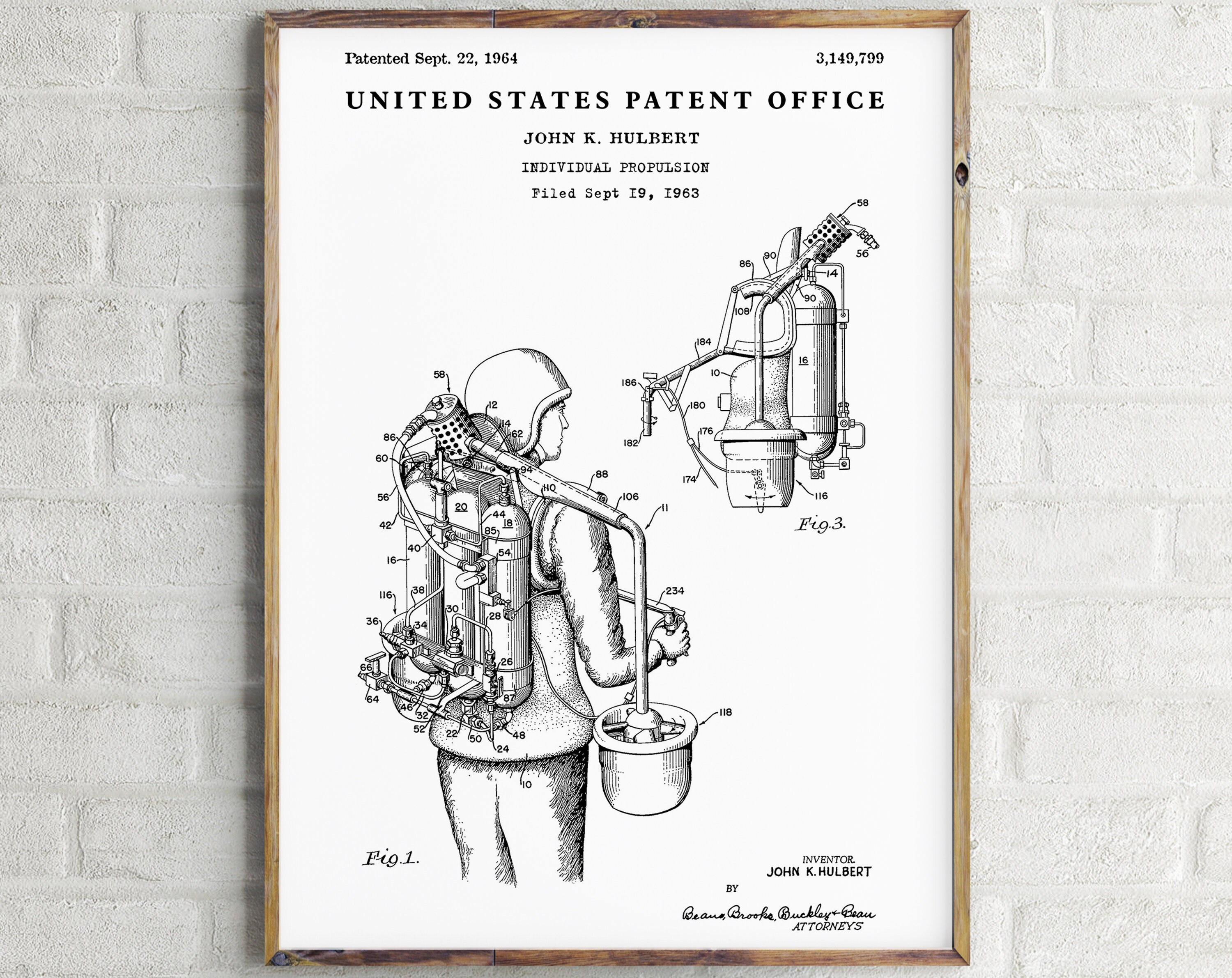 Jet Pack 1964 Patent Print, Individual Rocket Propulsion System ...