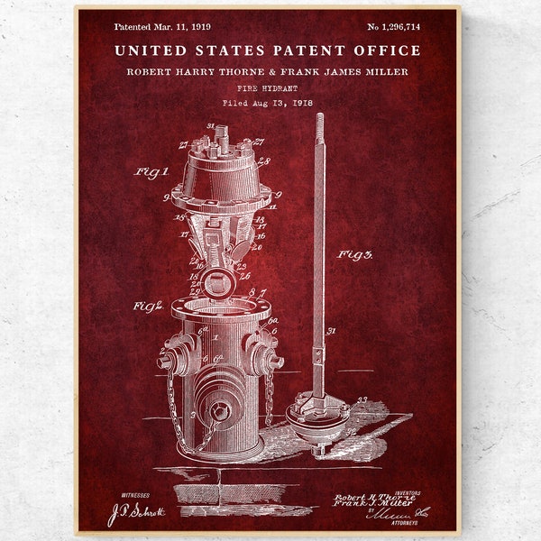 Fire Hydrant Blueprint Poster - Etsy