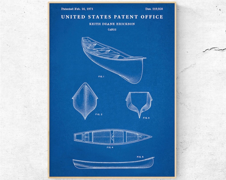Canoe 1971 Patent Print. Paddle Boat Inventions Blueprint - Etsy