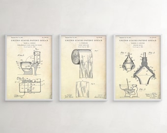Toilet Wall Art, Bathroom Decor, Vintage Patent Posters, Lavatory WC ...