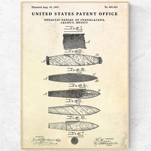 Cigar 1887 Patent Print. Blueprint Poster. Tobacco Sign Vintage Wall ...