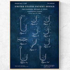 Fishing Wall Art: Biodegradable Fishhook Patent Print. Fishing Hook ...