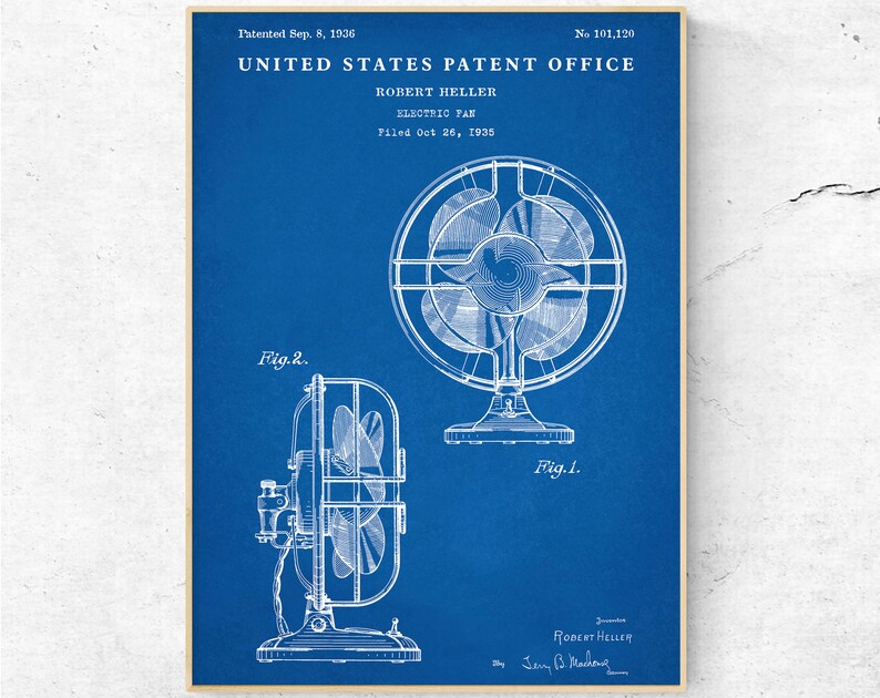 Electric Fan 1936 Patent Print. Air Ventilation Inventions Blueprint ...