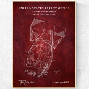 Atomic Bomb Fat Man Patent Print, World War Themed Weapons Invention ...