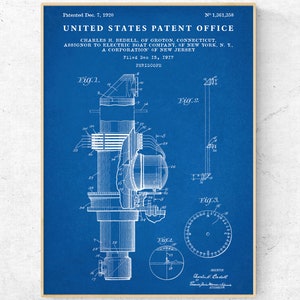 Periscope Patent Print. Vintage Submarine Blueprint Naval Wall Art ...