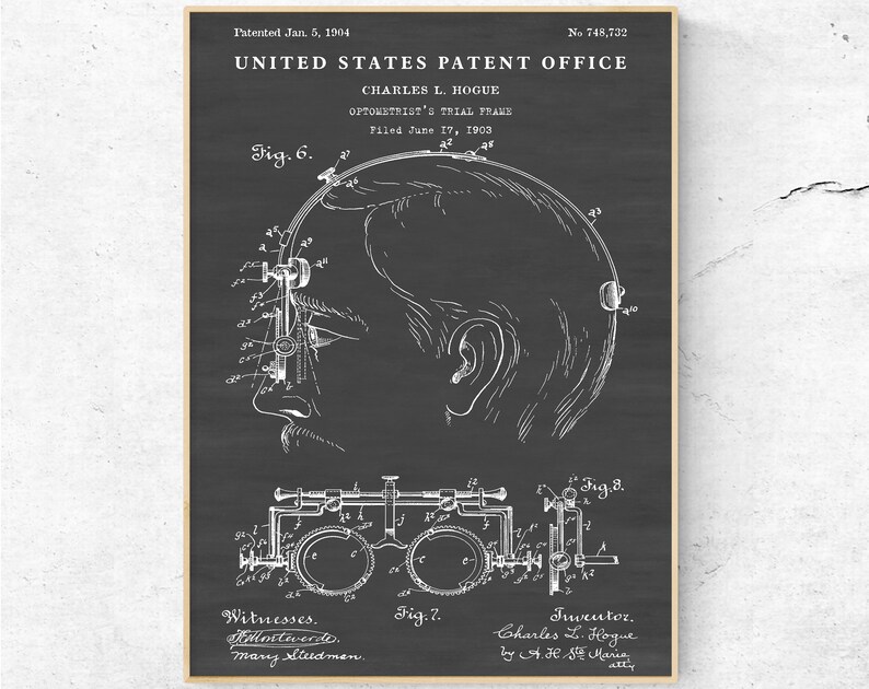 Optometrist Trial Frame Patent Print. Inventions Blueprint Poster. Eye ...