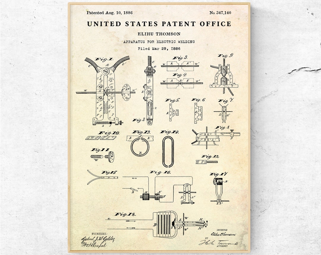 Electric Welding Apparatus 1886 Patent Print. Welding Machine Wall Art ...