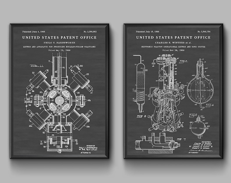 Nuclear Reactor Patent Wall Art. Fusion Inventions Blueprint Poster ...