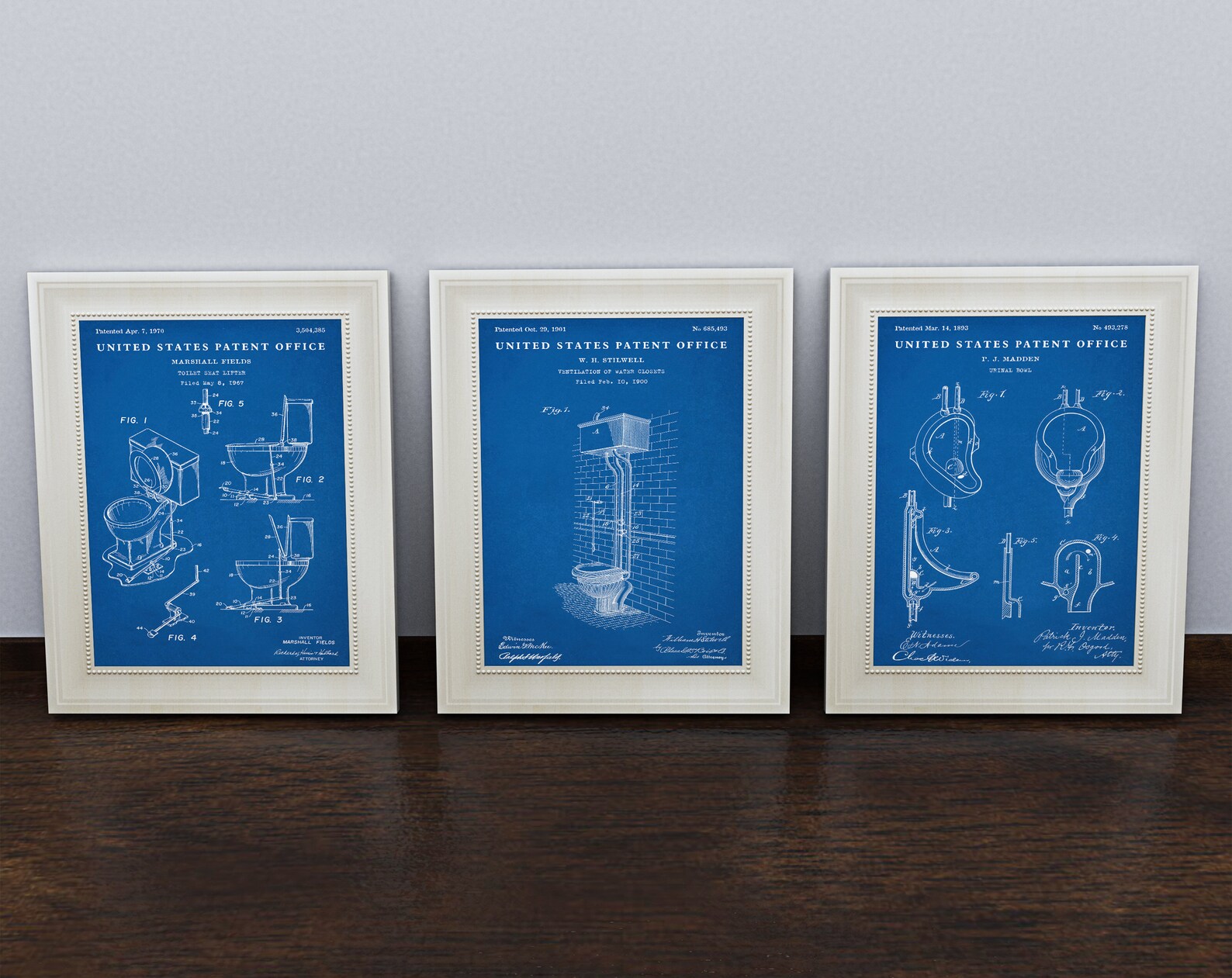 Toilet Vintage Decor: Bathroom Patent Wall Art, WC Sign, Lavatory ...