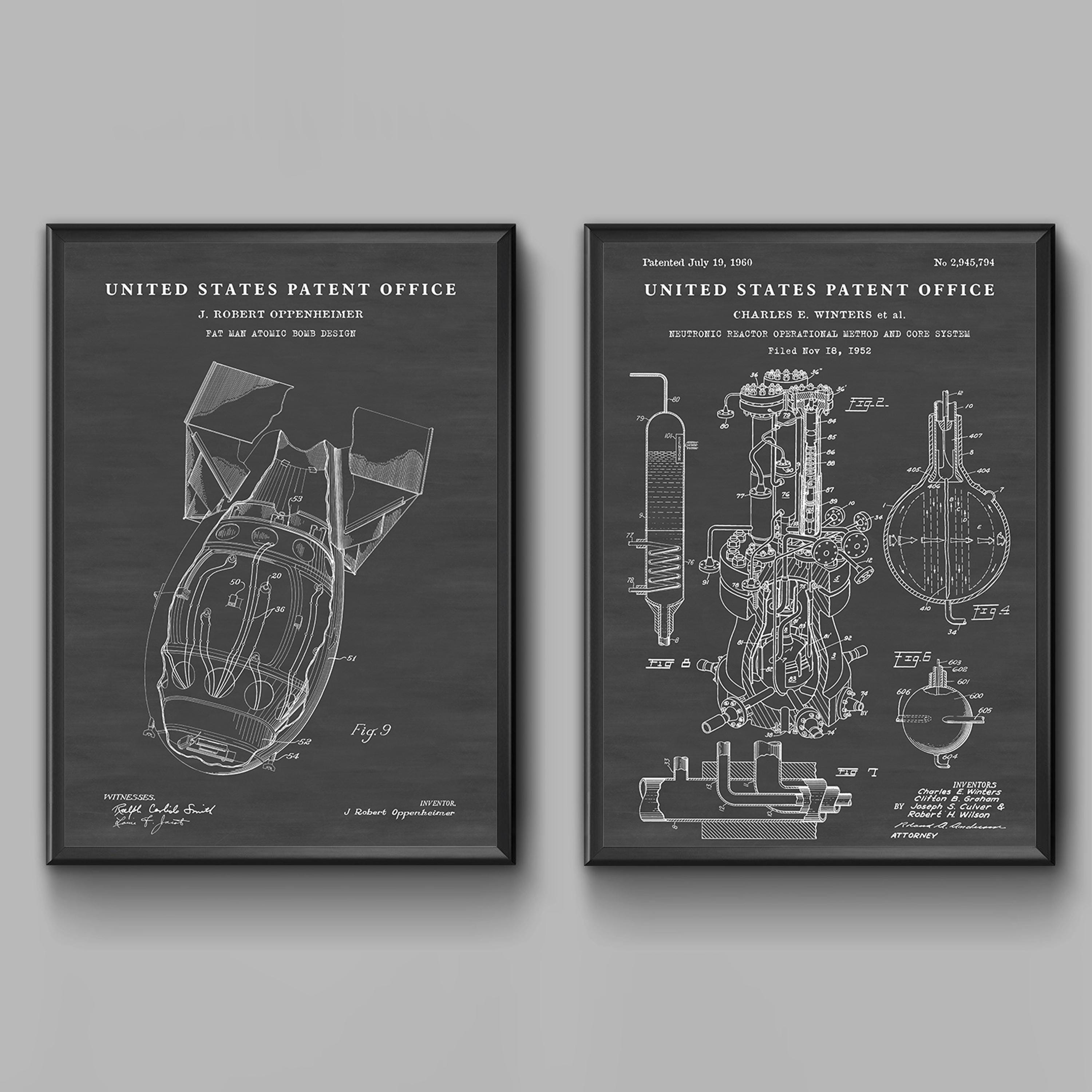 Neutronic Reactor & Atomic Bomb Fat Man Patent Wall Art. Nuclear ...