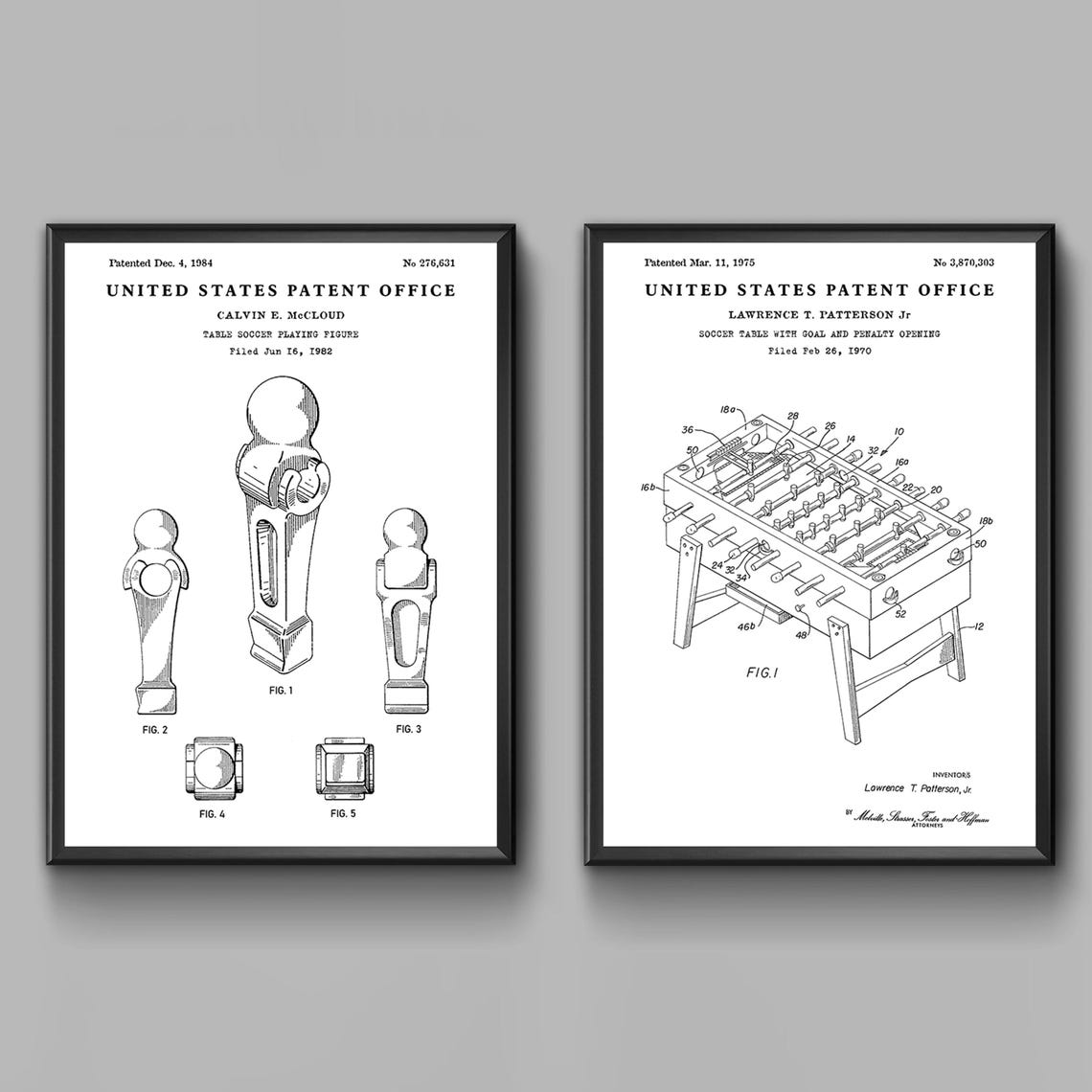 Foosball Table & Figure Patent Wall Art. Table Soccer Game Blueprint ...