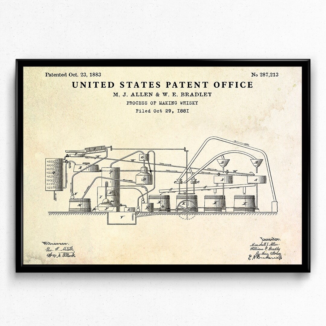 Making Whiskey 1883 Patent Print. Man Cave Vintage Decor. Moonshine ...
