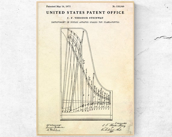 Piano Forte Patent Illustration Print. Blueprint Poster. Music - Etsy