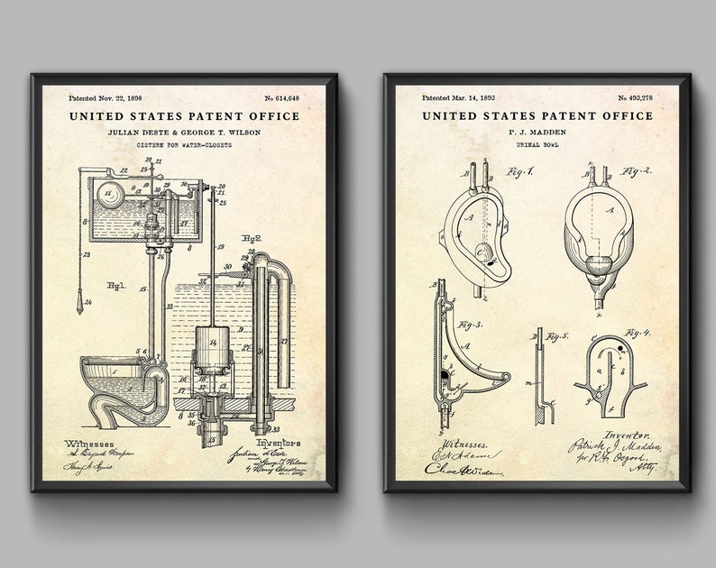 Urinal & Toilet Flush Patent Wall Art Plumbing Inventions - Etsy