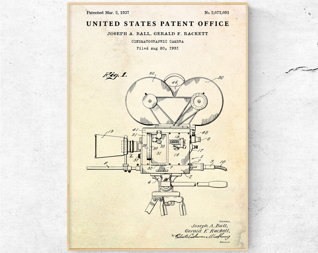 Movie Camera 1937 Patent Print. Cinematography Invention Blueprint ...