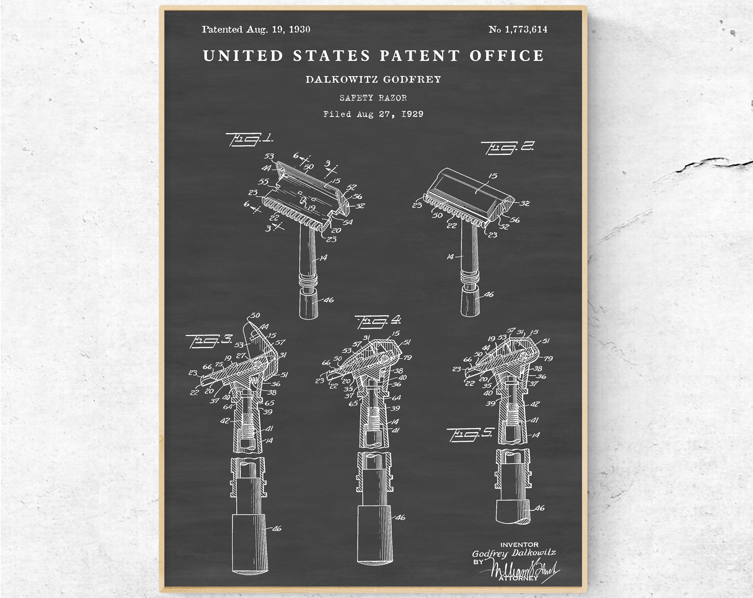 Vintage Safety Razor Patent Print. Bathroom Wall Art. Shaving Decor ...